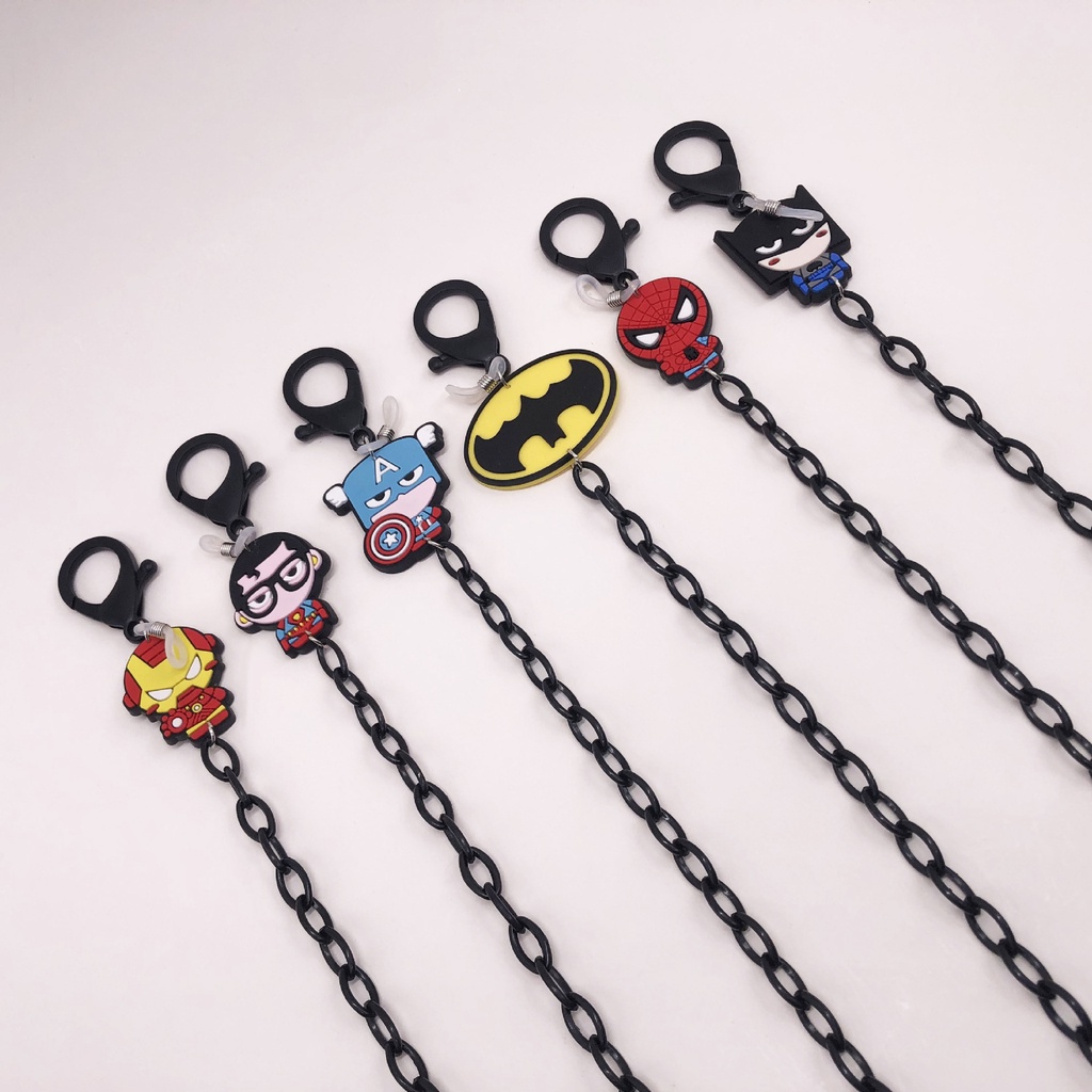 Superheroes Kids Masks Chain Spiderman Batman Iron Man Glasses Chain ...