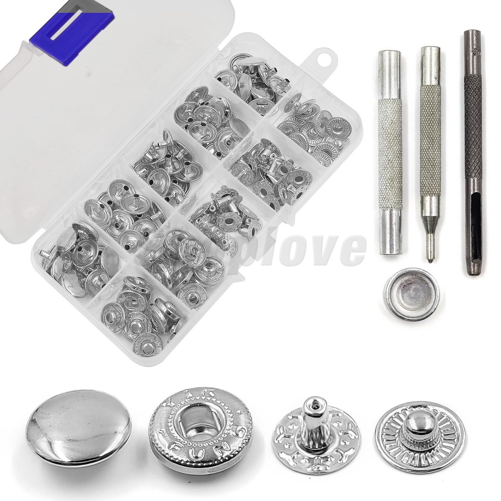 25 Sets Leather Craft Fasteners Snaps Button Press Studs With 4 ...