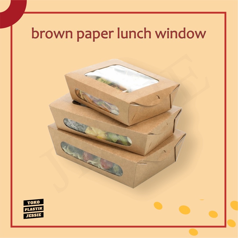 Brown paper lunch window box large - 20 x 12 x 5 cm contains 50 pcs ...