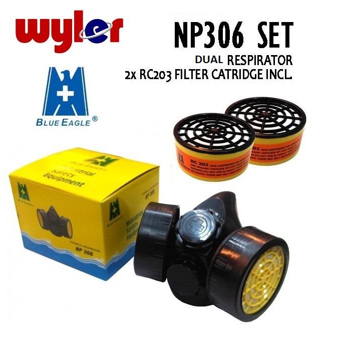 Original Blue Eagle NP306 / RC203 Spray Paint Dual Respirator Gas Mask ...