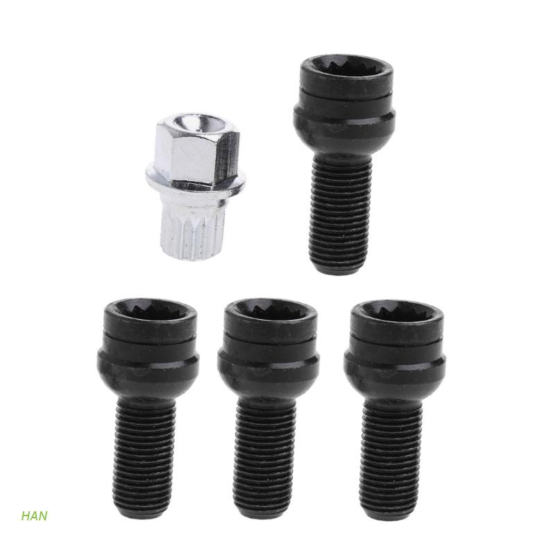 HAN M14x1.5mm Anti-theft Steel Wheels Screw Bolt Key Lock Lug Nut Set ...