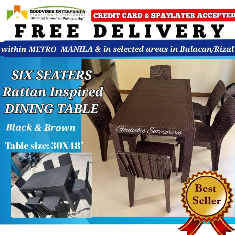(FREE DELIVERY) RATTAN INSPIRED DINING SET (METRO MANILA ONLY) | Shopee ...