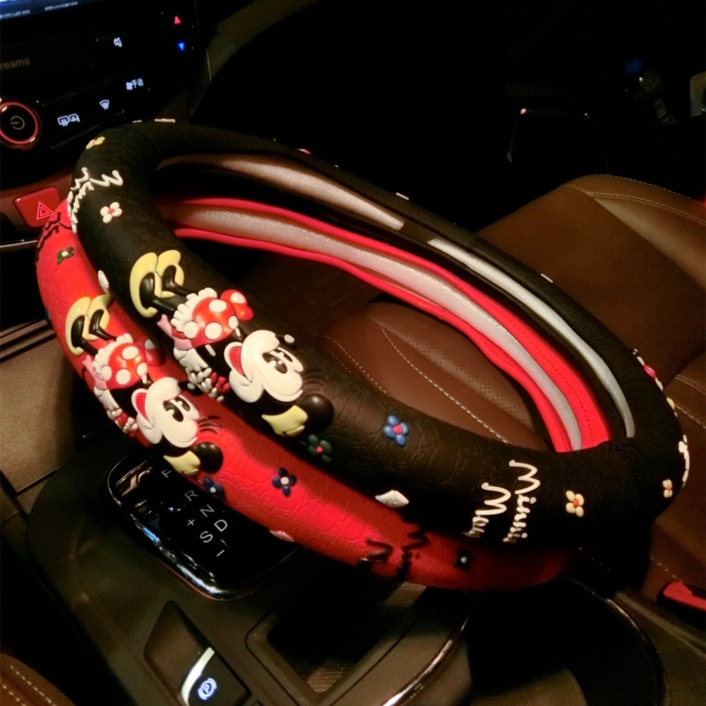 Cartoon Mickey Mouse Cute Steering Wheel Cover Silicone Feel Anti-slip ...