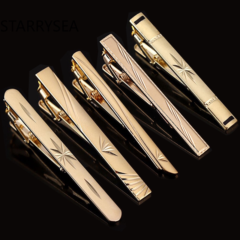 Efan Gentle Fashion Copper Rust Proof Gold Ties Clip Simple Mens