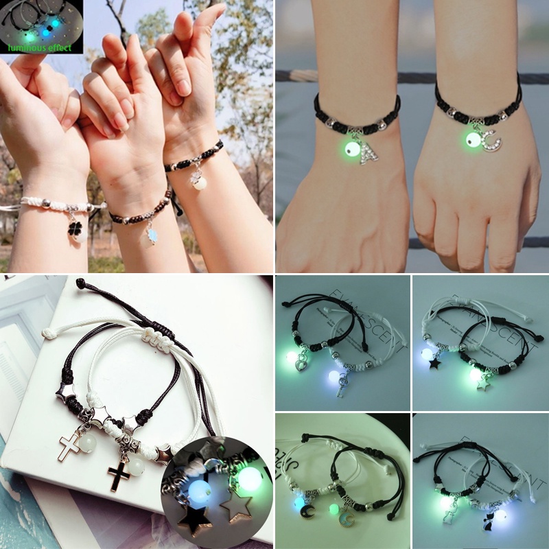 2Pcs Luminous Bracelet For Women Men Adjustable Bracelets for Couple ...