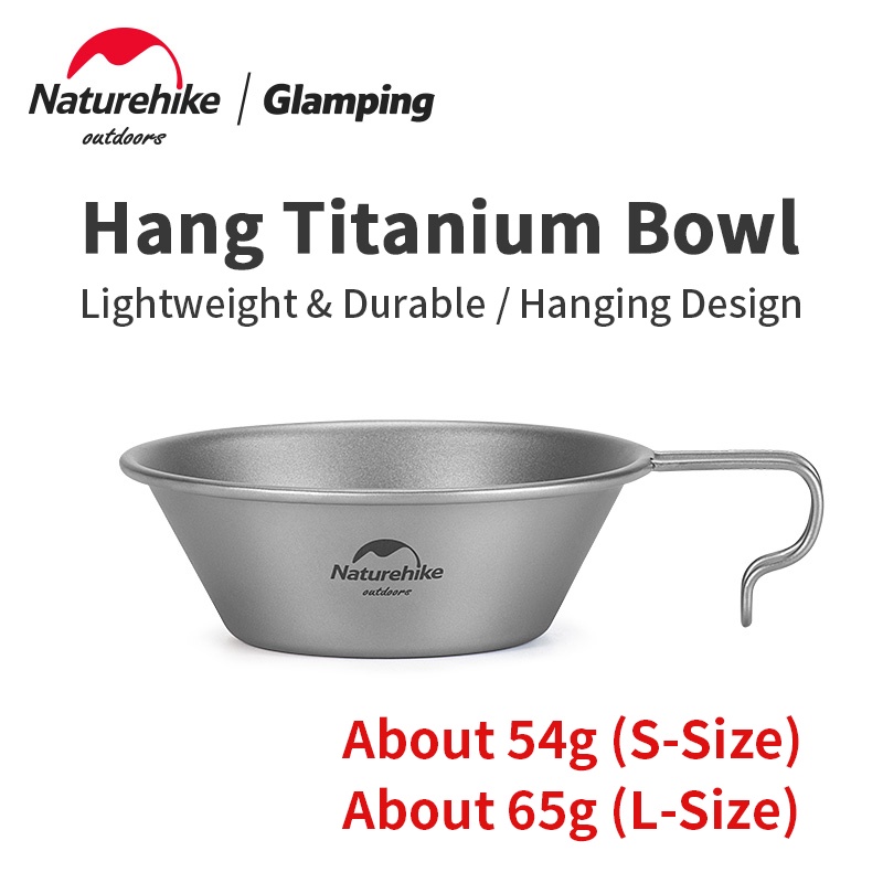 Naturehike 300ml/450ml Hanging Titanium Bowl Ultralight 54g Outdoor ...