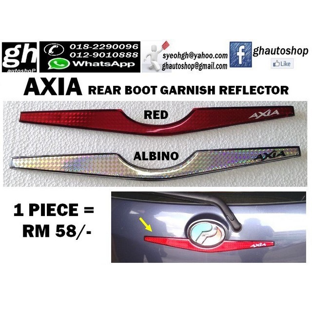 PERODUA AXIA (all model) sporty rear boot garnish reflector | Shopee ...