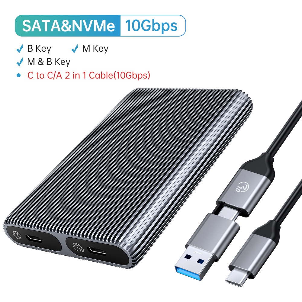 ORICO Free Tool Aluminum Dual-Bay External Hard Drive Enclosure USB C ...