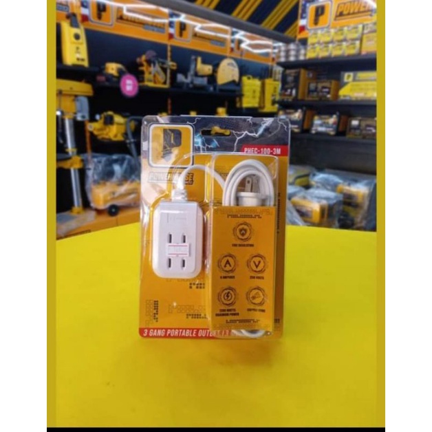 POWERHOUSE 3 GANG PORTABLE OUTLET PHEC-100-3M | Shopee Philippines