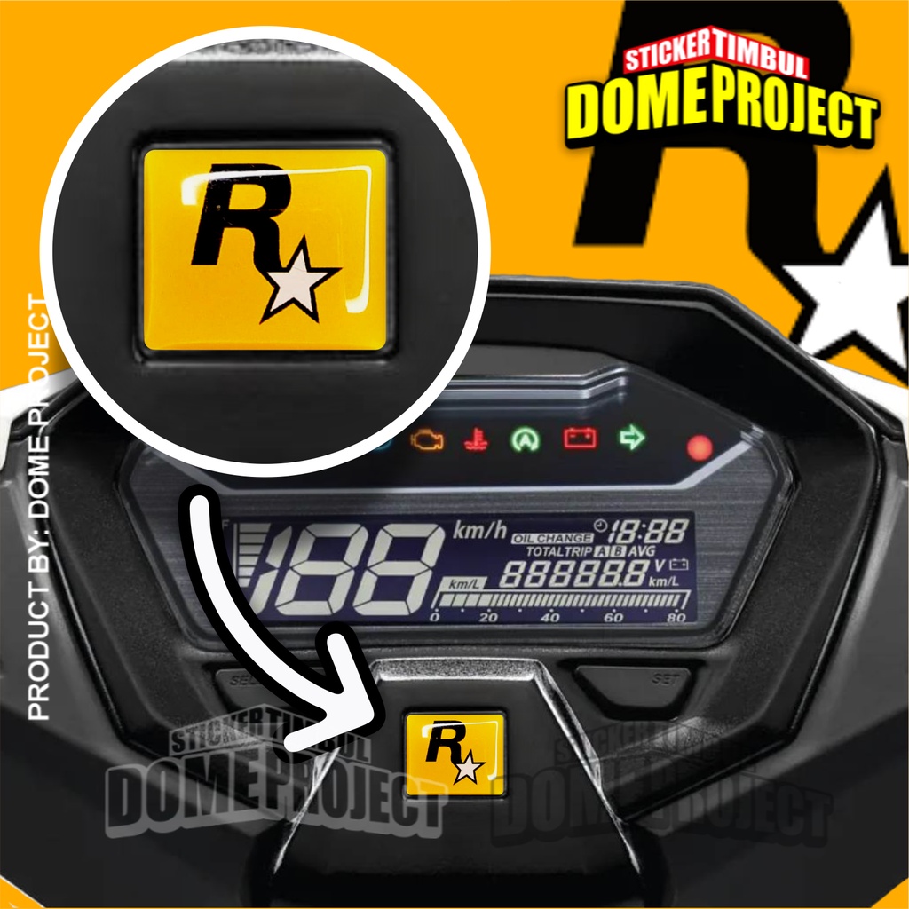 Emblem SPIDOMETER HONDA LOGO ROCKSTAR STICKER Embossed Motorcycle ...