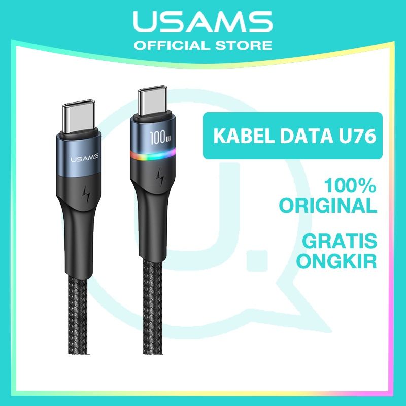 Usams U76 Qc Pd Fast Charging Led Data Cable 100W Type-C To Type-C 5A ...