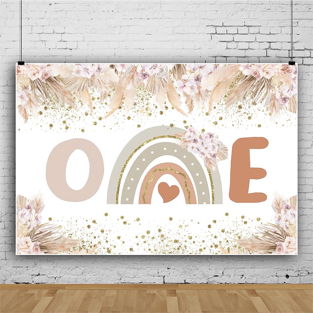 Bohemian Rainbow Backdrop Pampas Grass 1st Birthday Party Decoration ...