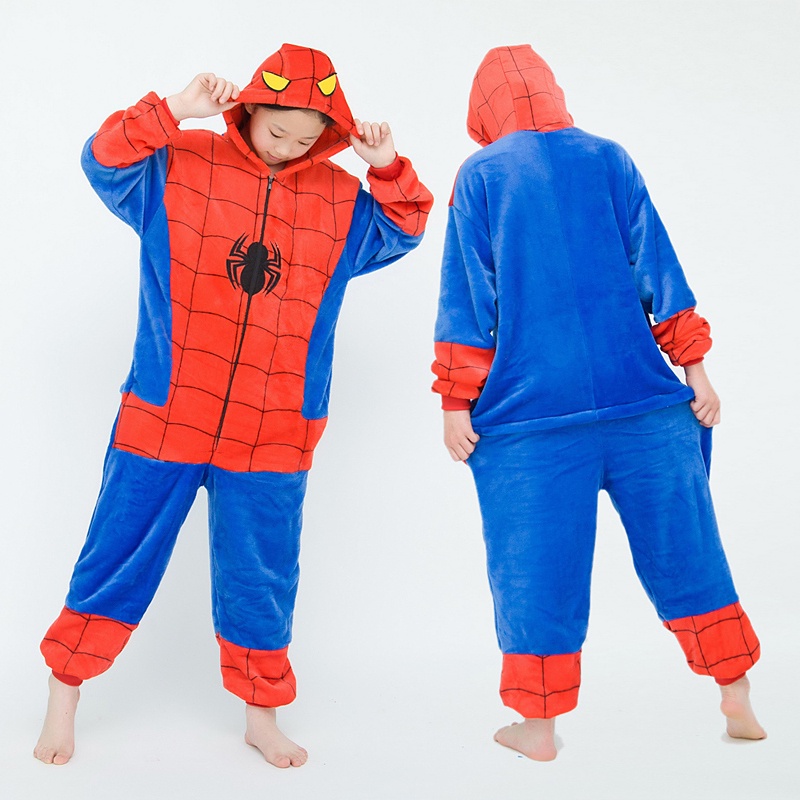 Girls Boys Cute Kigurumi Spiderman Cartoon Animal Pajamas Cosplay ...