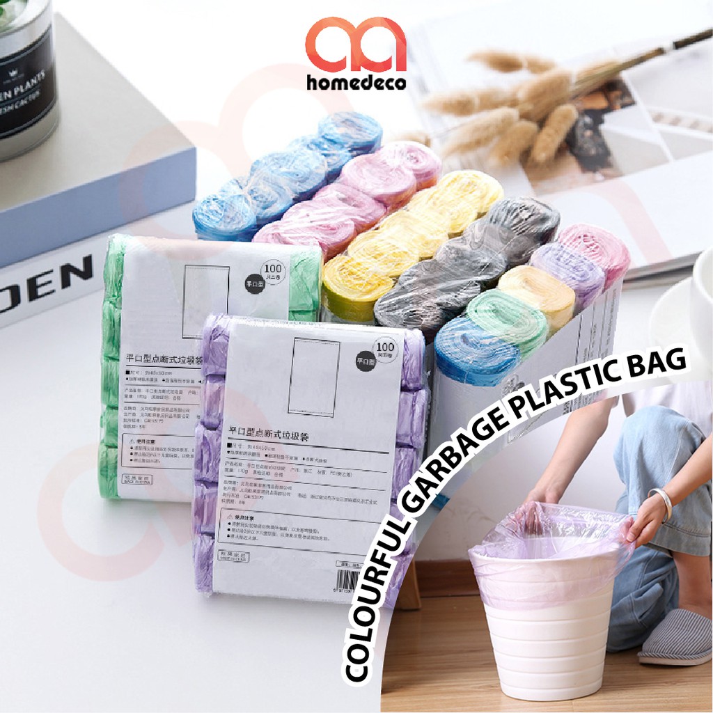 100 PCS Garbage Plastic Bag Sampah Plastik sampah Colourful Trash Bags ...