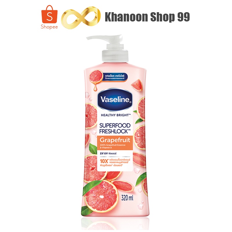Vaseline Super Food Fresh Lock Grape Foot Lotion 320 Ml. | Shopee ...