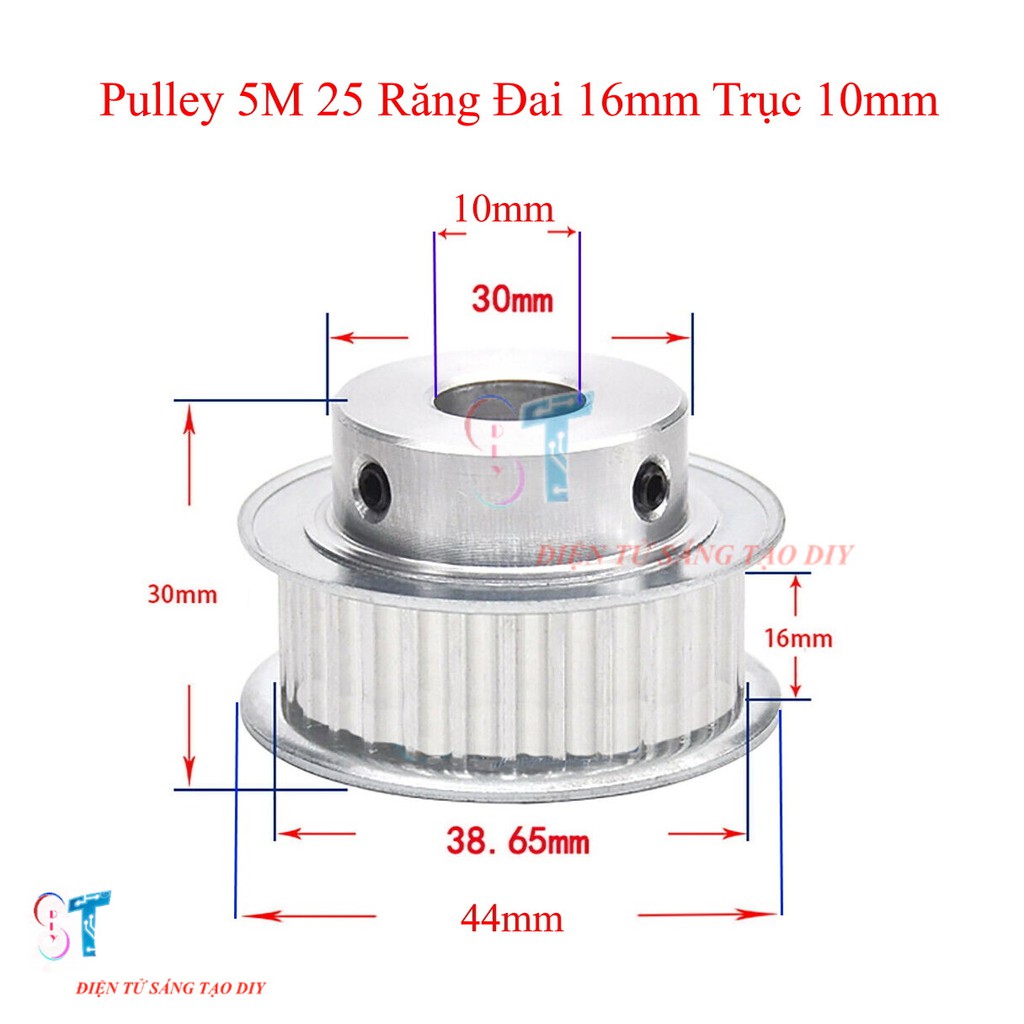 Pulley Aluminum Gear 5M 25 Teeth Belt Width 16mm Shaft 10mm | Shopee ...