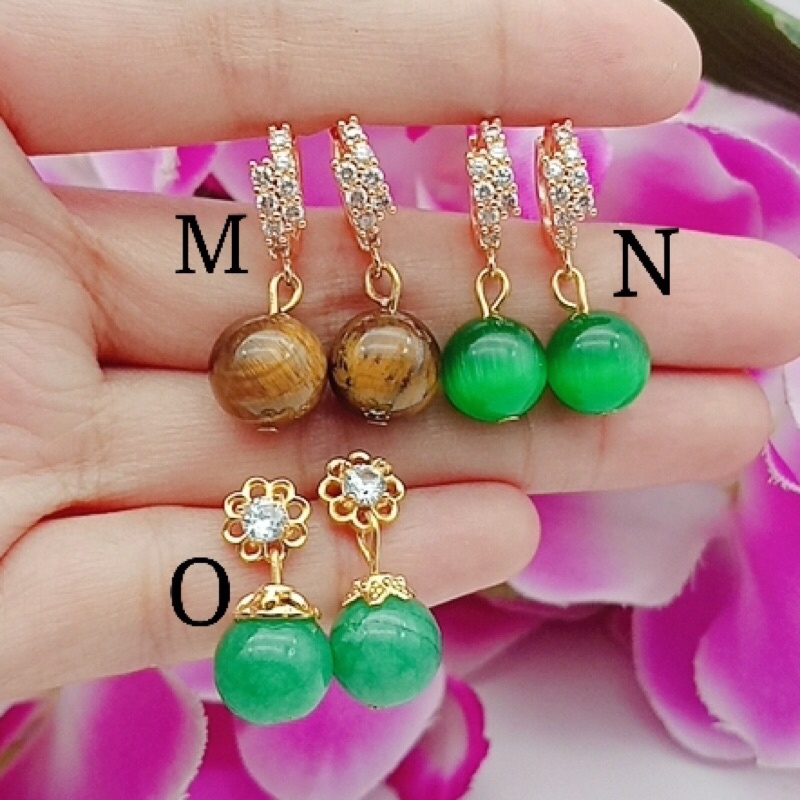 Xuping latest gold-plated jade gemstone women's earrings star+ | Shopee ...