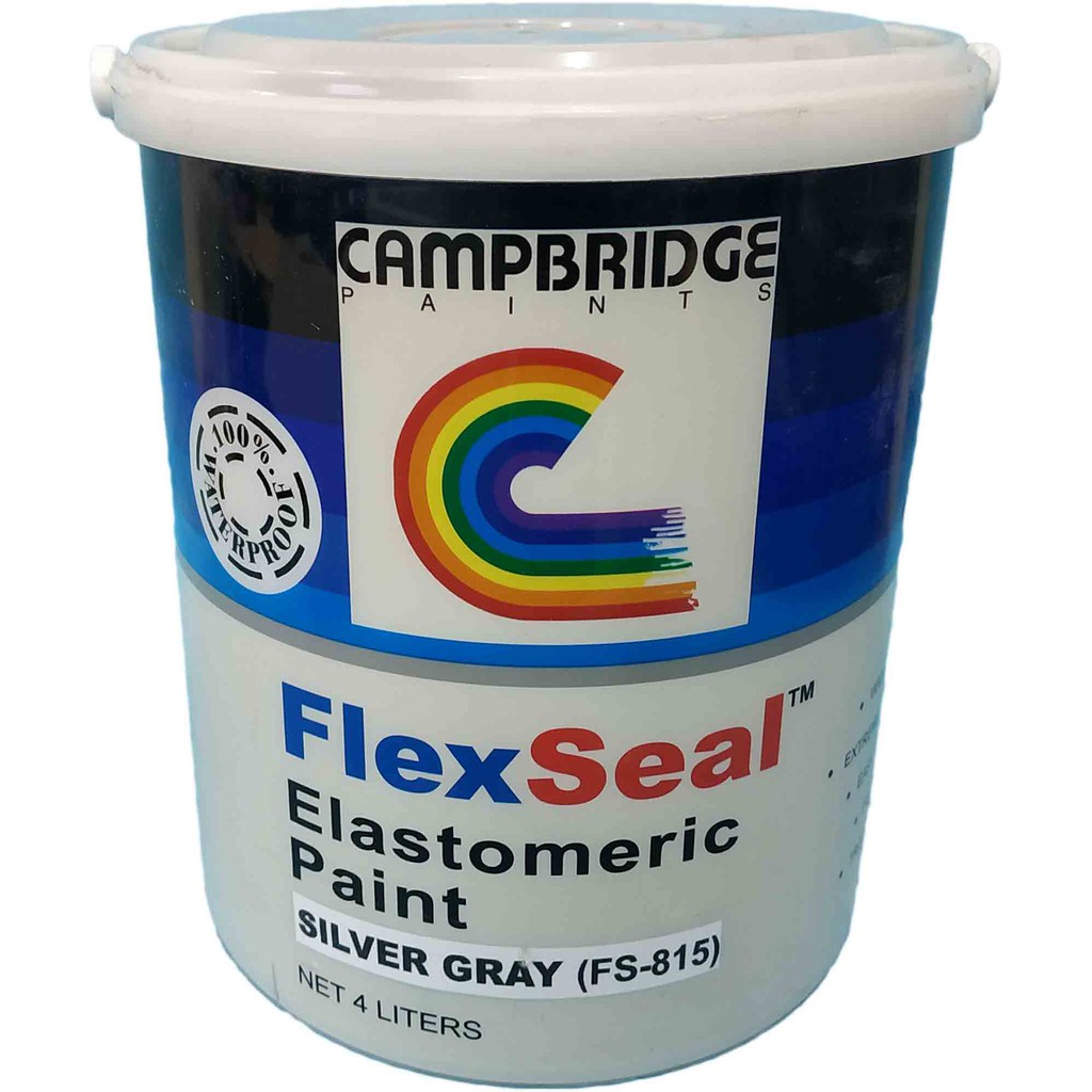 ( 4 LITER ) CAMPBRIDGE SILVER GRAY FS-815 == FLEXSEAL ELASTOMERIC PAINT ...