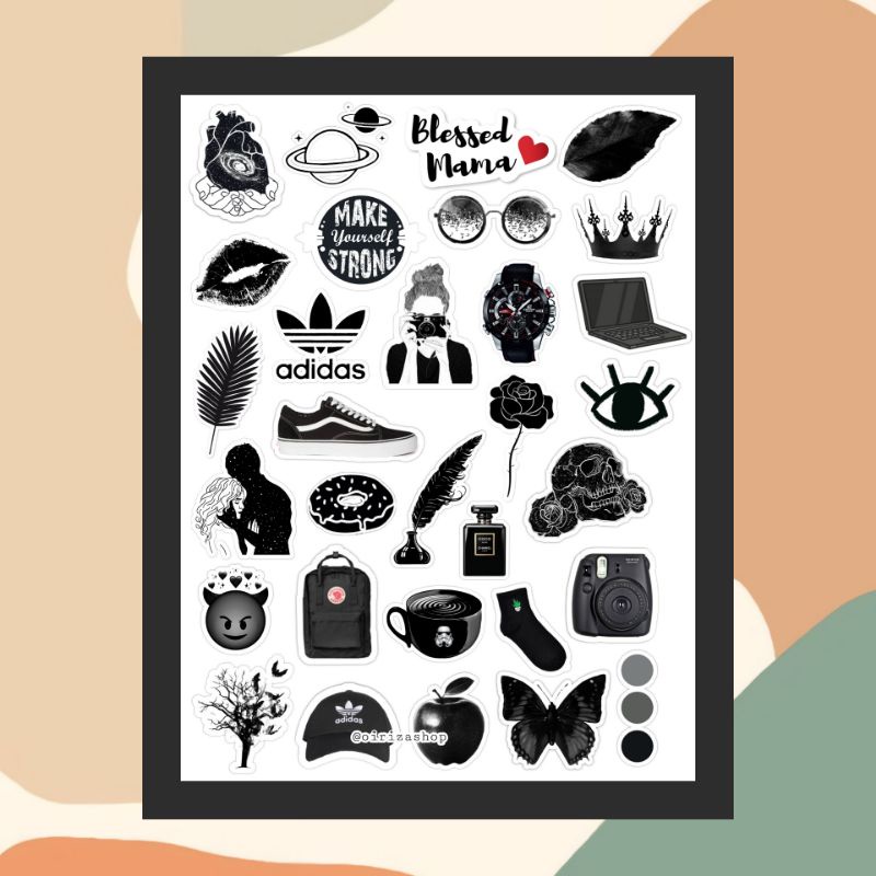 HP Tumblr Cellphone Stickers / Black Aesthetic Sticker Pack / A6 ...