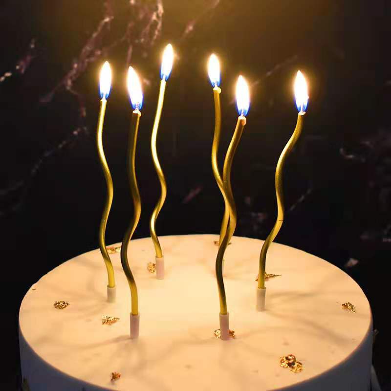 6 pcs/card Spiral Plating gilding candle birthday party cake baking ...