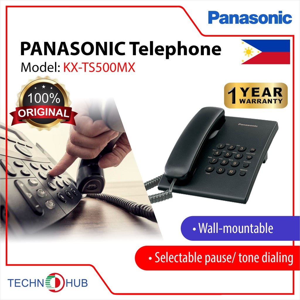 PANASONIC KX-TS500MX Corded Telephone White & Black Wall Mountable | Shopee Philippines