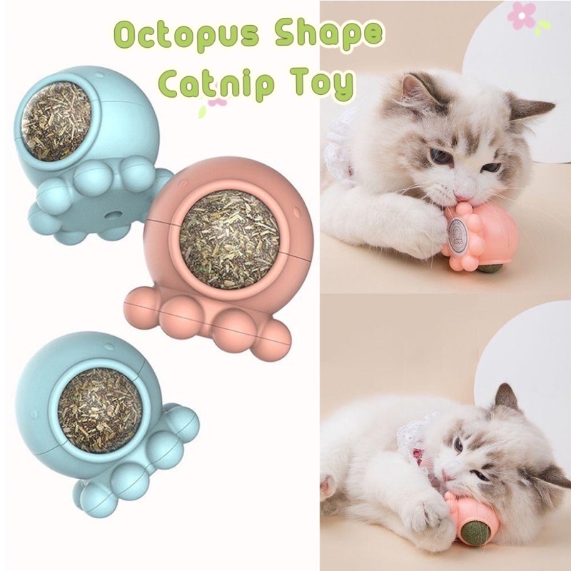 Cat Catnip Ball Octopus Shape Interactive Toy 360° Rotation Dental ...
