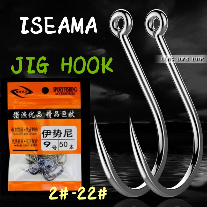 50Pcs Fishing Hook Carbon Steel Fish Jig Hooks Mata Kail Pancing ...