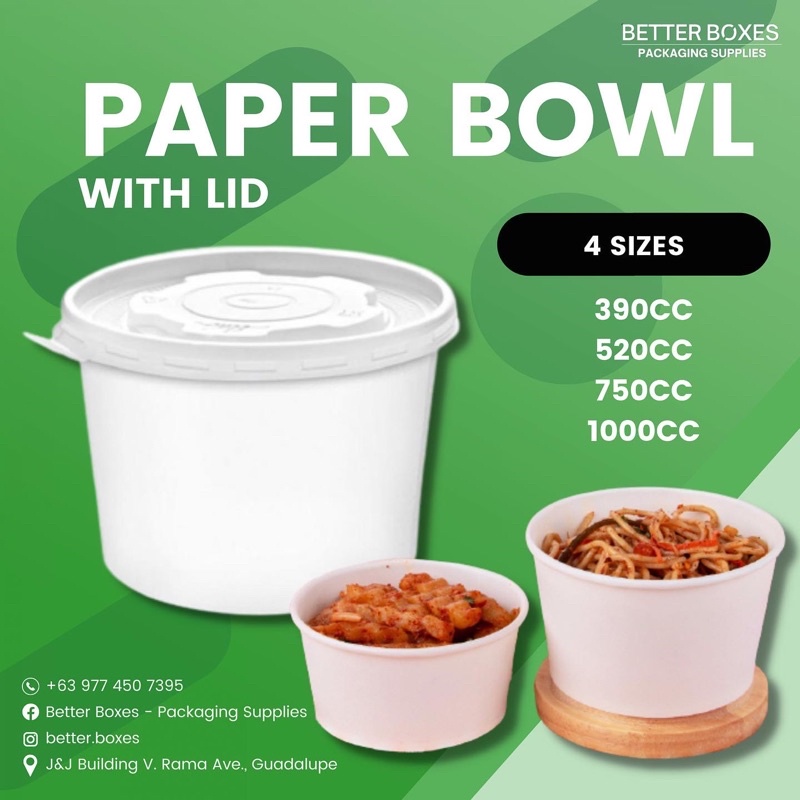 Paper Bowl (with lid & paper bowl tray) | Shopee Philippines