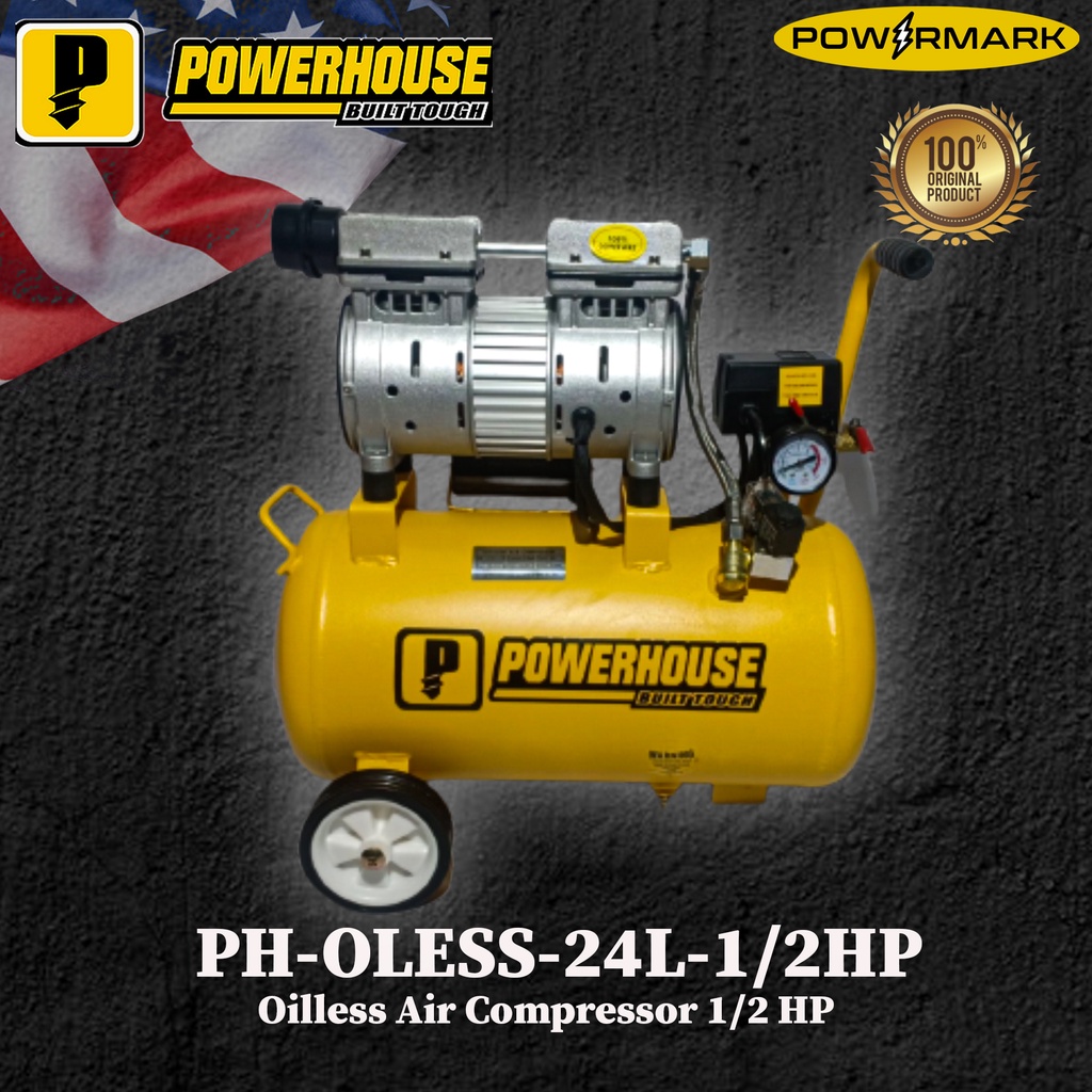 Powerhouse PH-OLESS-24L-1/2HP Oilless Air Compressor 1/2 HP | Shopee ...