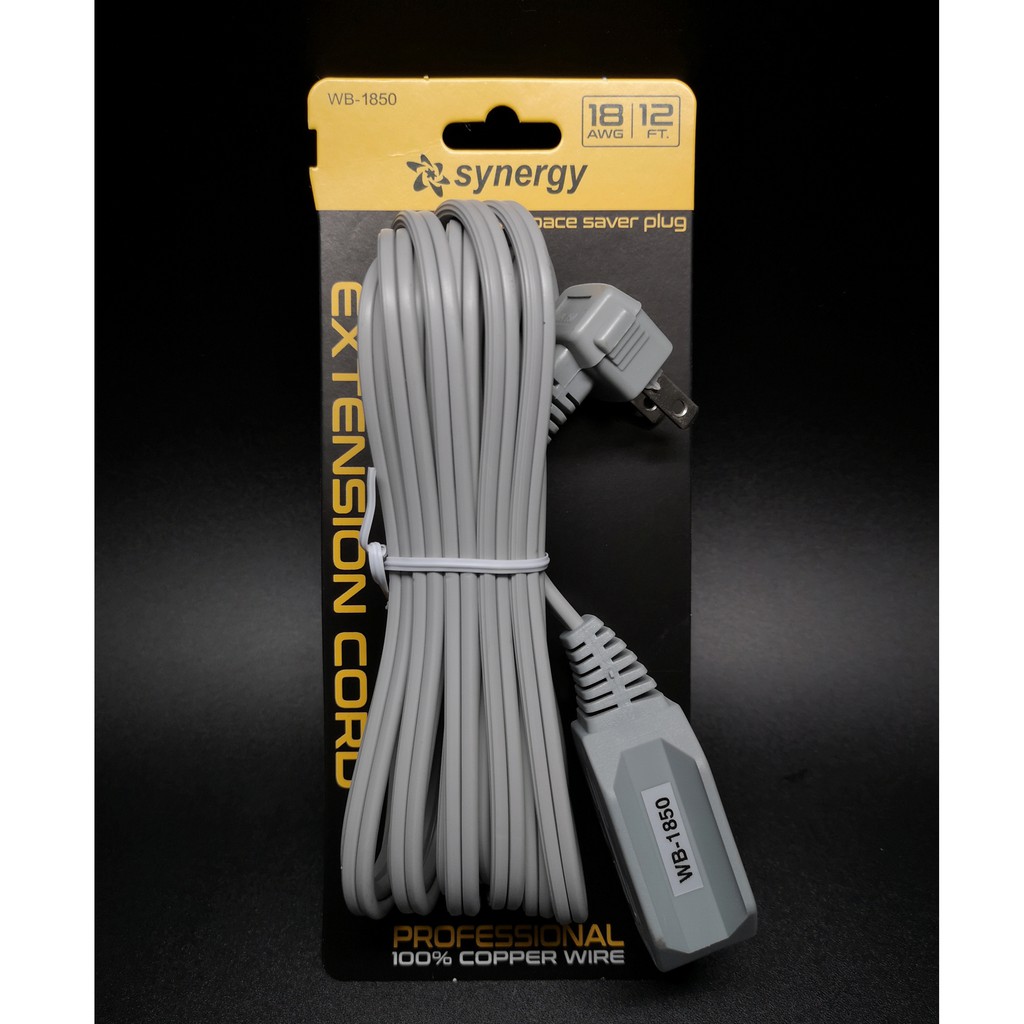 Synergy Professional 100% Copper Wire Extension Cord 12FT (WB-1850 ...