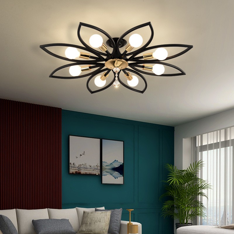 6/8 Lights Black Modern Flower Ceiling Light Center Light Art ...