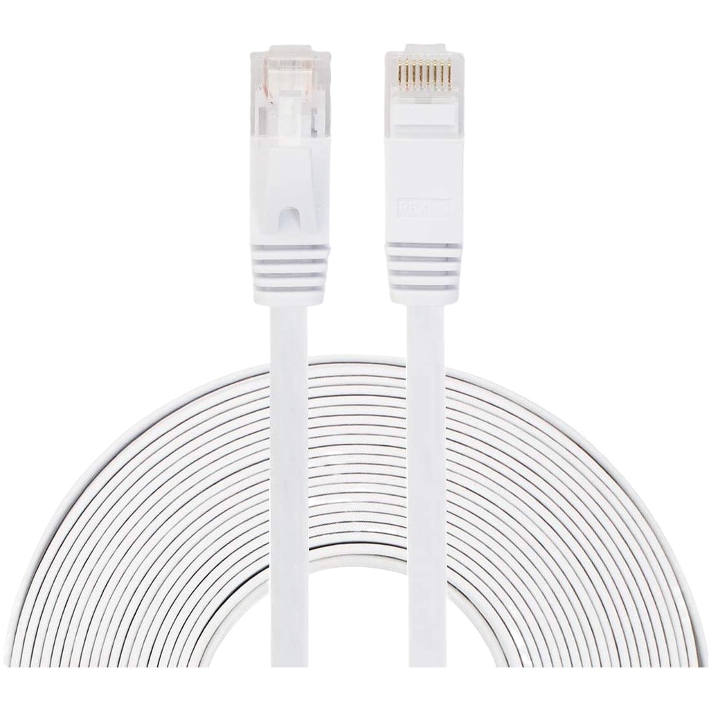10m/5m/2m CAT6 Ultra-thin Flat Ethernet Network LAN Cable White ...