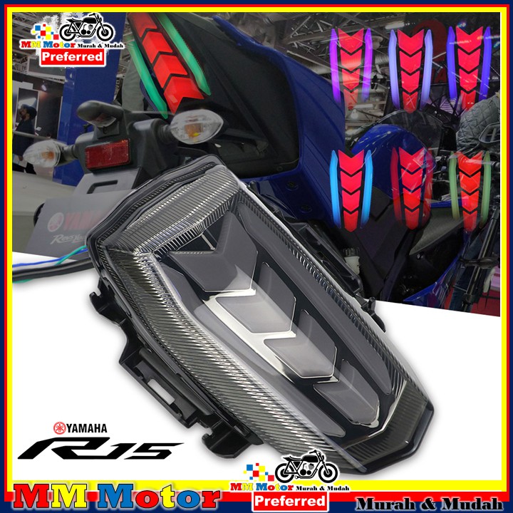 YAMAHA YZF R15 V3 LED TAIL LAMP 7 COLOR CHANGING WATER FLOWING LIGHT ...