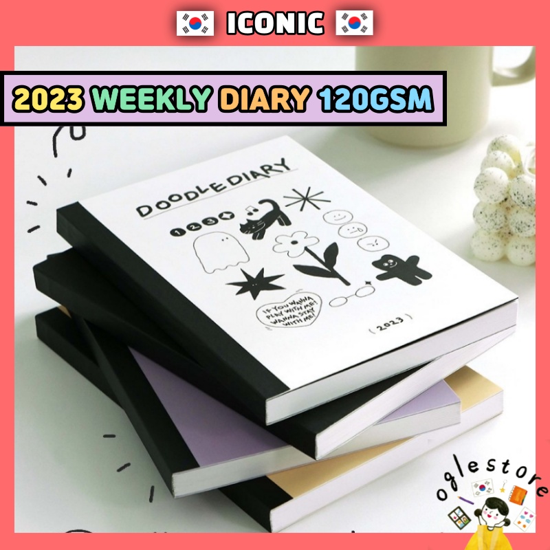 2023 Planner 120gsm Korean Weekly Diary 2023 PVC Cover BUJO Korean ...