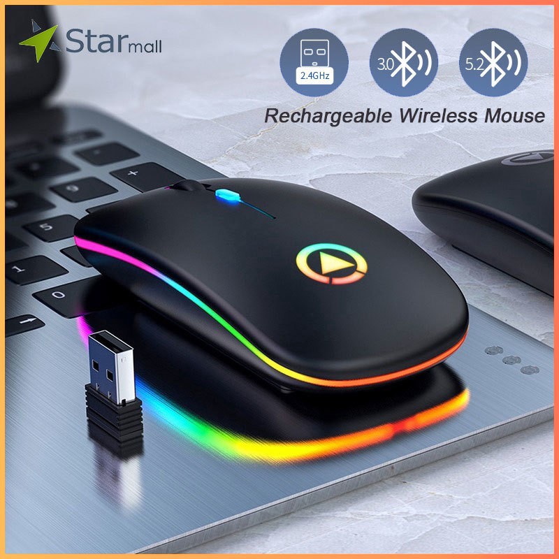 Rechargeable Mouse Wireless Silent LED Backlit Mice USB Optical ...