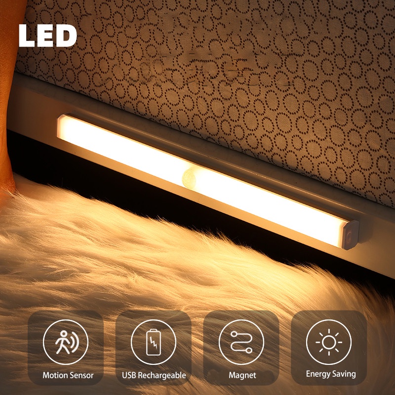 Rechargeable Human Body Induction Night Light Cabinet Light PIR ...