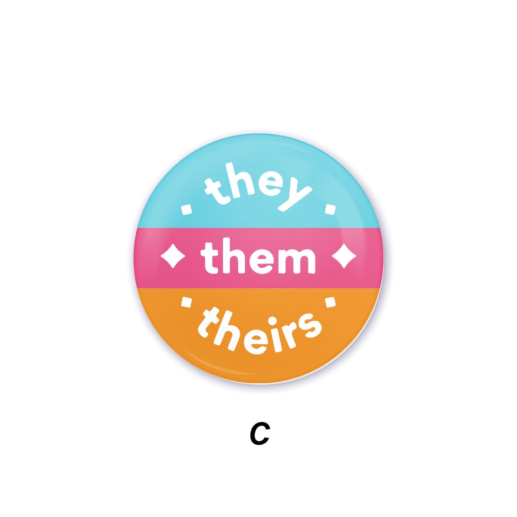 COLORFUL GENDER Identity PRONOUNS LGBTQ+ Pin Buttons 1.75" and 2.25 ...