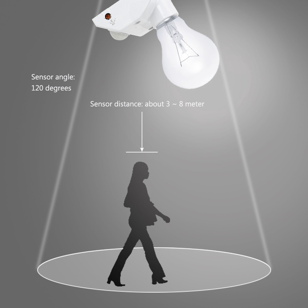 1x Automatic Human Body Infrared IR Sensor LED Bulb Light E27 PIR Motion Detector Wall Lamp ...