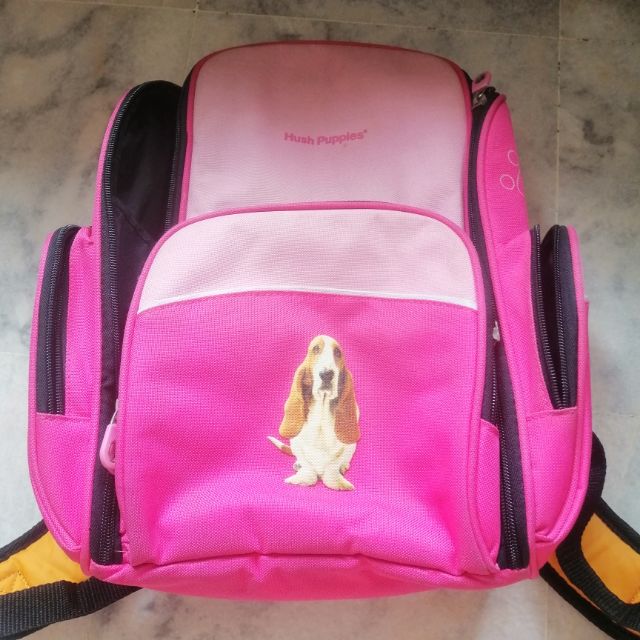 Hush Puppies Pink backpack for kids with back support sponge (Used ...