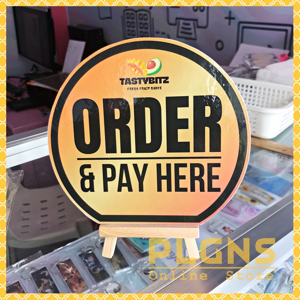 Order and Pay here Stand Personalized Customized round table Standee ...