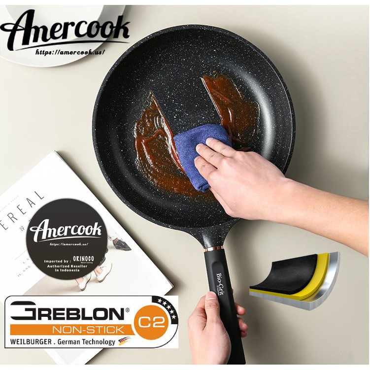 Teflon Amercook Fry Pan Bio-Grit Series PFOA Free Greblon Non-Stick ...