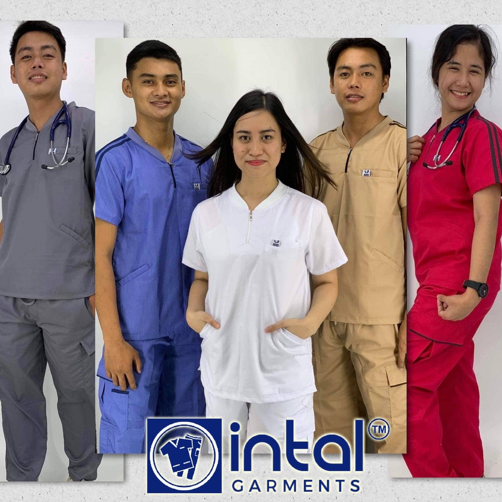 INTAL SCRUBSUIT 031A Elite MASIGASIG Zip-Up Ribbed Neck Shoulder Stripe ...