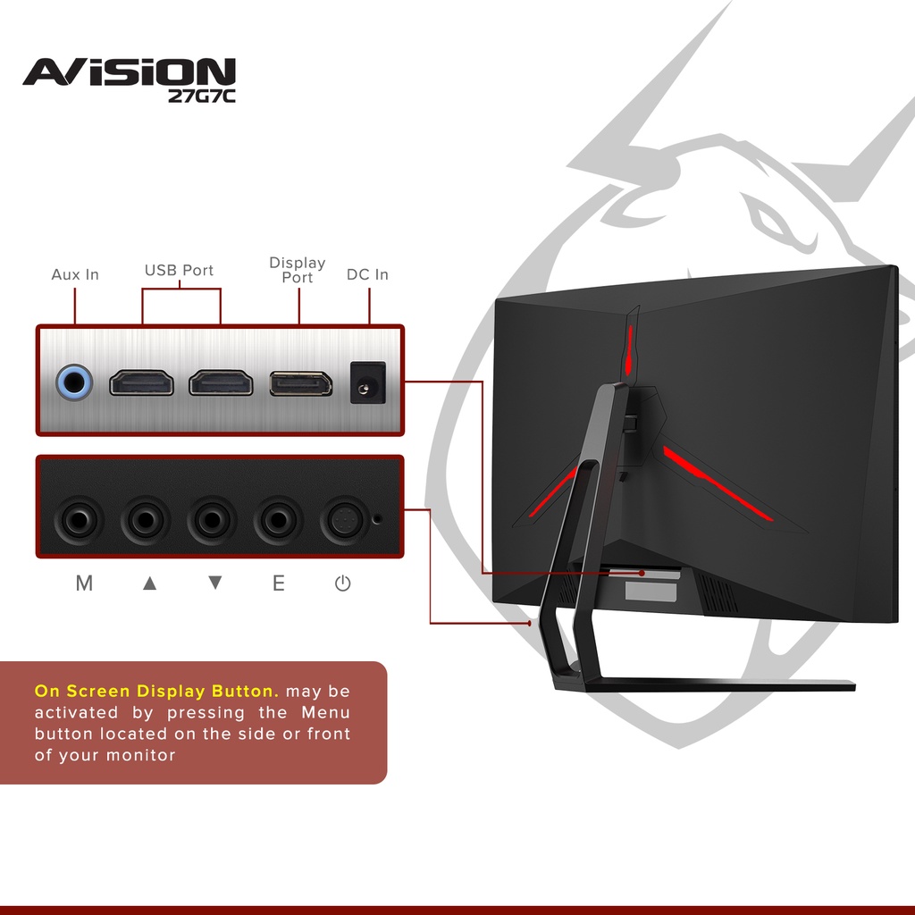 Avision 27inch 165Hz 1920x1080 16:9 (MPRT 1ms) Full HD Curved 1500R ...
