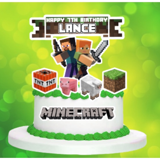 MINECRAFT Cake Toppers (Printed, Customized Name and Age) | Shopee ...