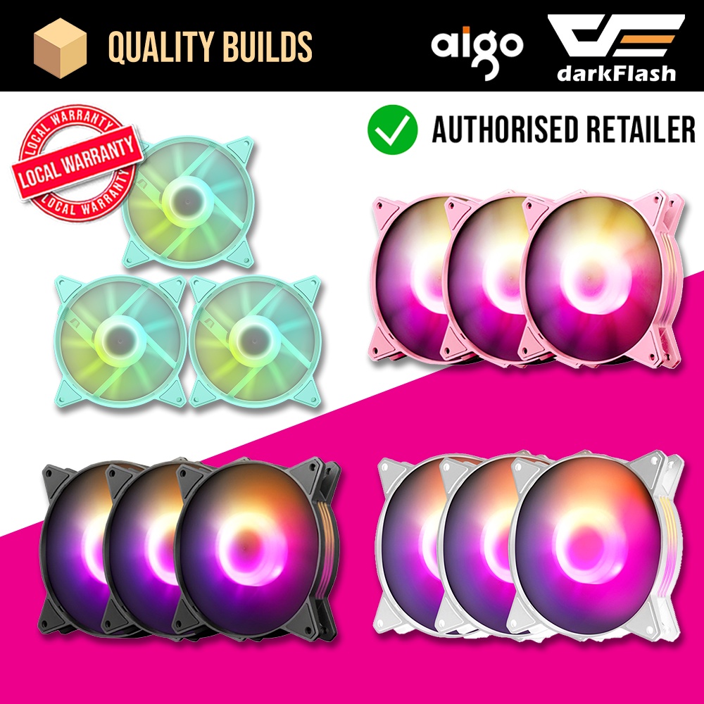 Aigo DarkFlash C6 3in1 ARGB Fans Black/White/Pink/Mint Fanpack Chassis ...