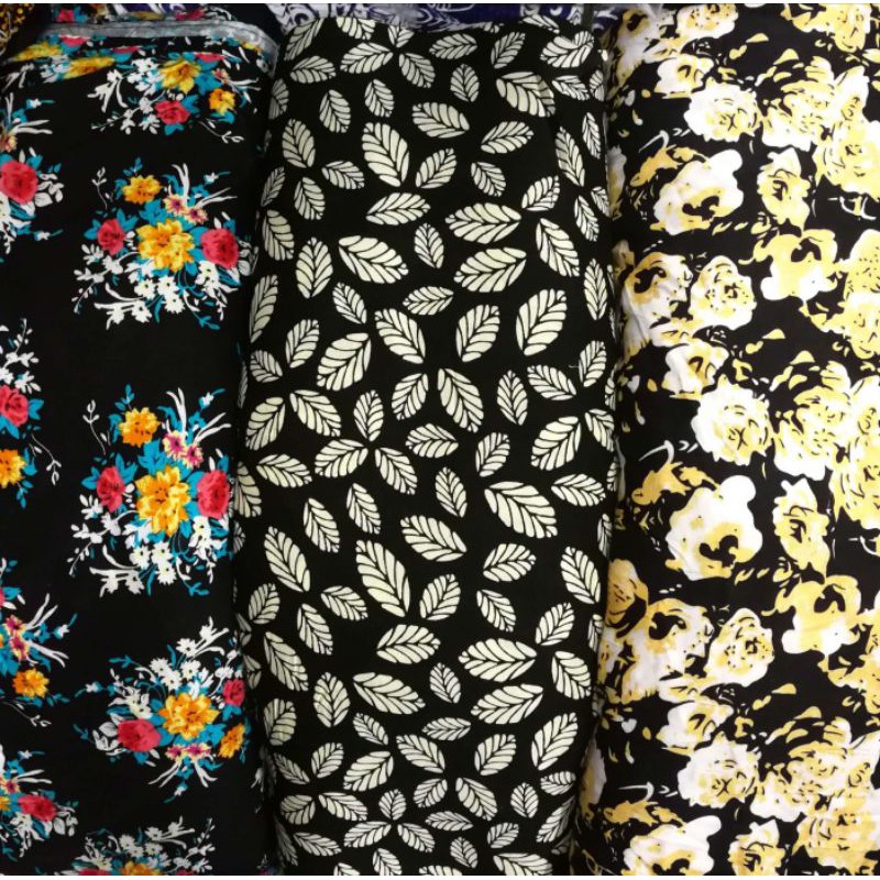 Black & White Collection Spun Rayon Challis #81 - 60" width TELA SOLD ...