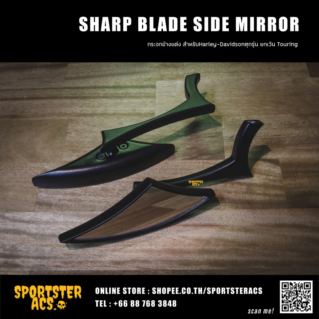 Sharp Blade Side Mirror For All Harley Models Sportster Softail Dyna ...