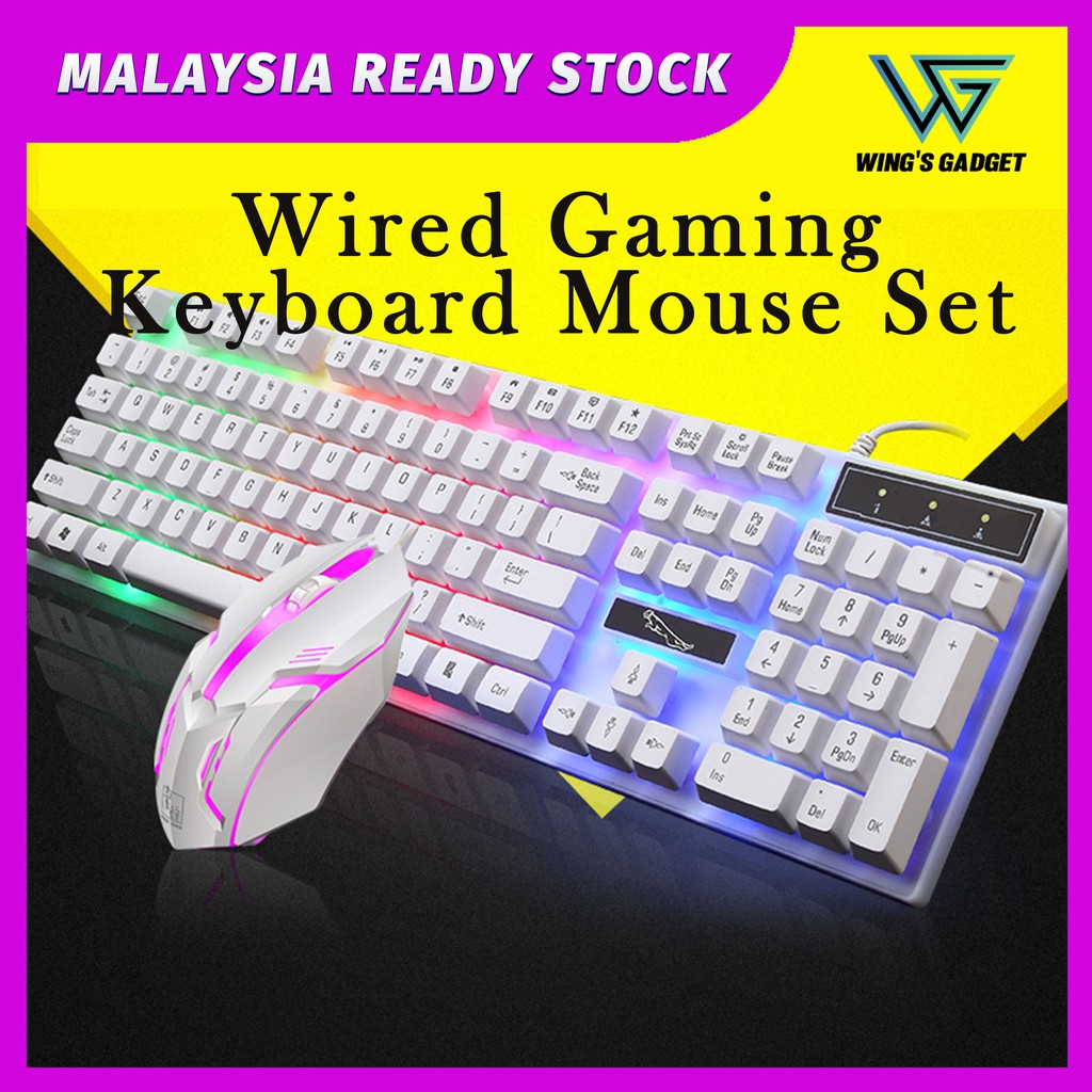 G21B Rainbow Led Colourful Backlight Wired Gaming Keyboard Mouse Set ...