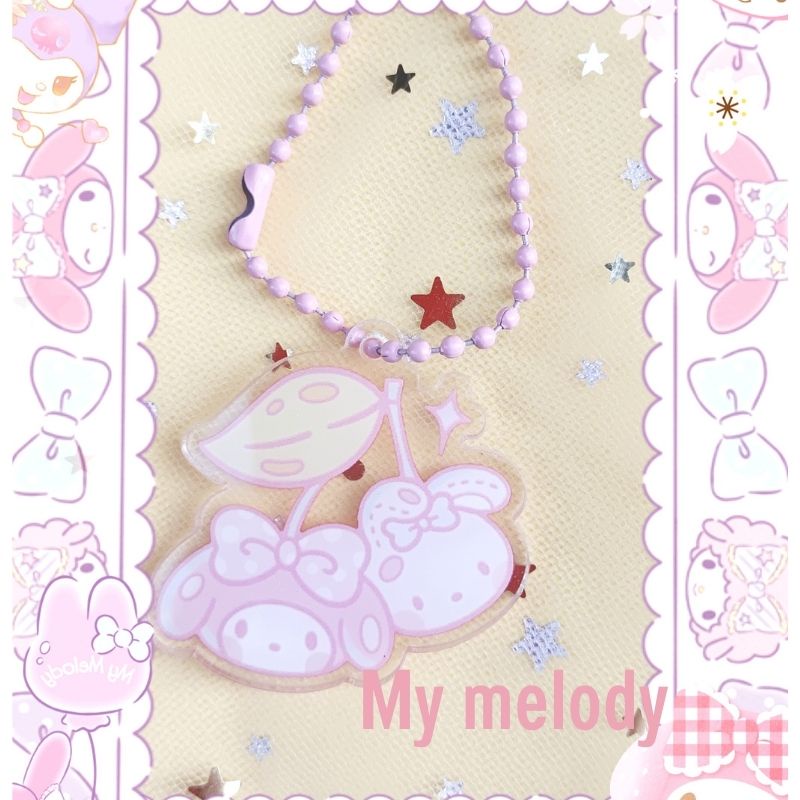 Sanrio Cherry Series Acrylic Keychain Big Ear Dog Melody Keyring ...