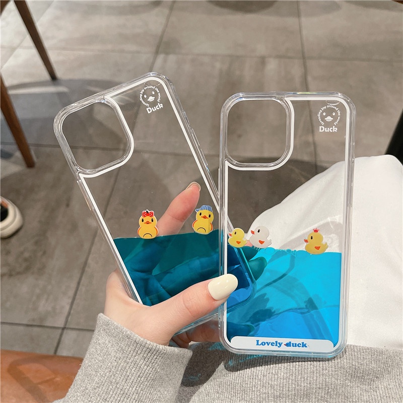 Luxury Cartoon 3D Swimming Duck Animal Dynamic Liquid Quicksand Cover ...